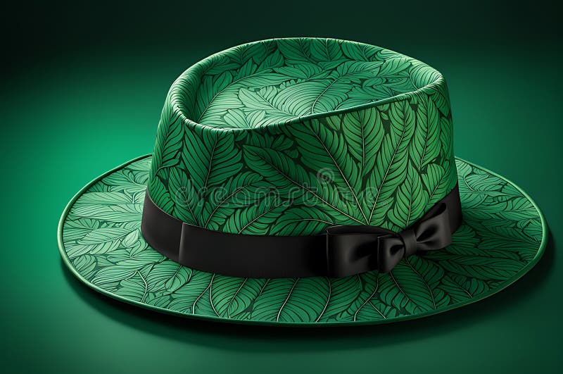 Patrick Hat Tinted in Various Shades of Green with Intricate Leaf ...