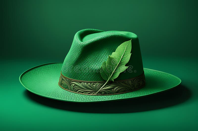 Patrick Hat Tinted in Various Shades of Green with Intricate Leaf ...