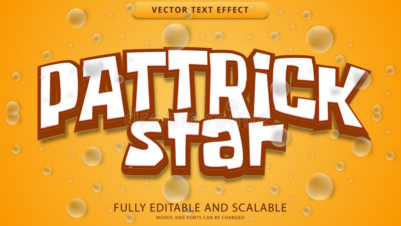 Patrick Star Text Effect Editable Eps File Stock Vector - Illustration ...