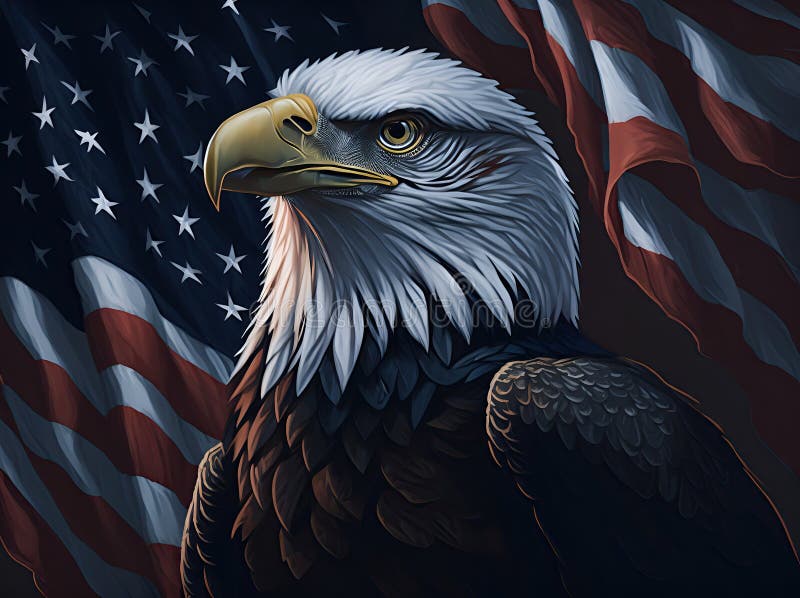 Patriotic American Bald Eagle. Ai Generative Stock Illustration ...