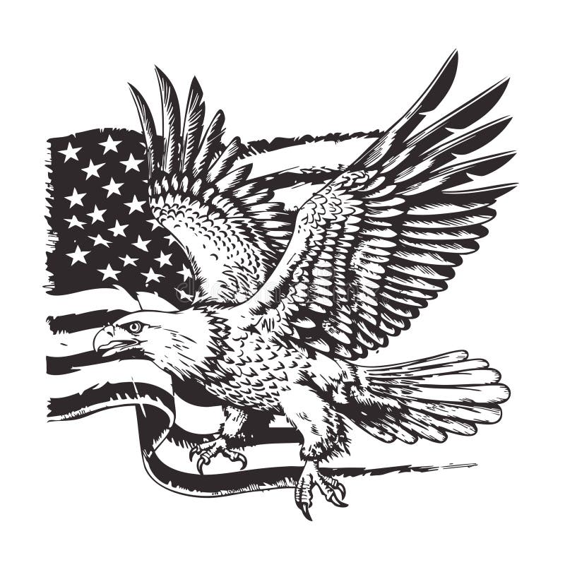 Patriotic American Eagle with Flag Stock Illustration - Illustration of flag, prey: 387025947