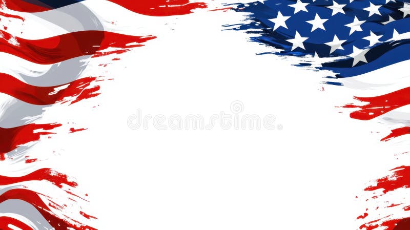 Patriotic American Flag Border with Abstract Paint Strokes Stock Image ...