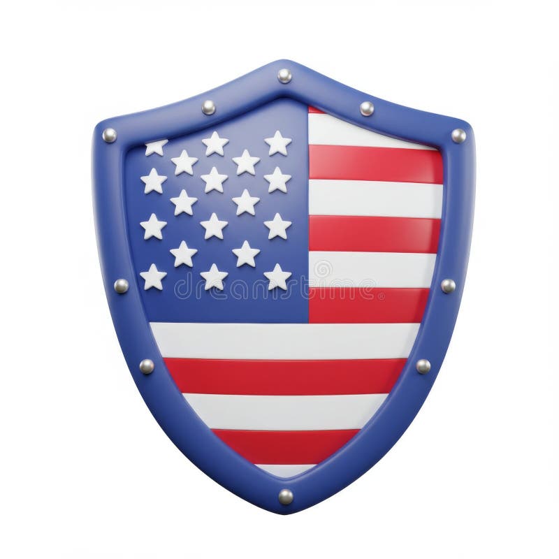 Patriotic American Flag Shield 3D Render Stock Illustration ...