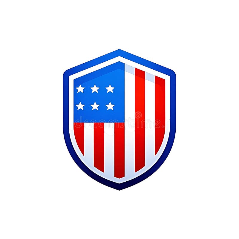 Patriotic American Shield with Star Pattern and Red-White Stripes Stock ...