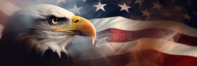 Patriotic Banner with Bald Eagle in Front of the American Flag Stock ...