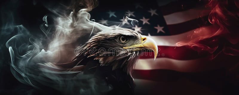Patriotic Banner with an Eagle in Front of the American Flag Stock ...