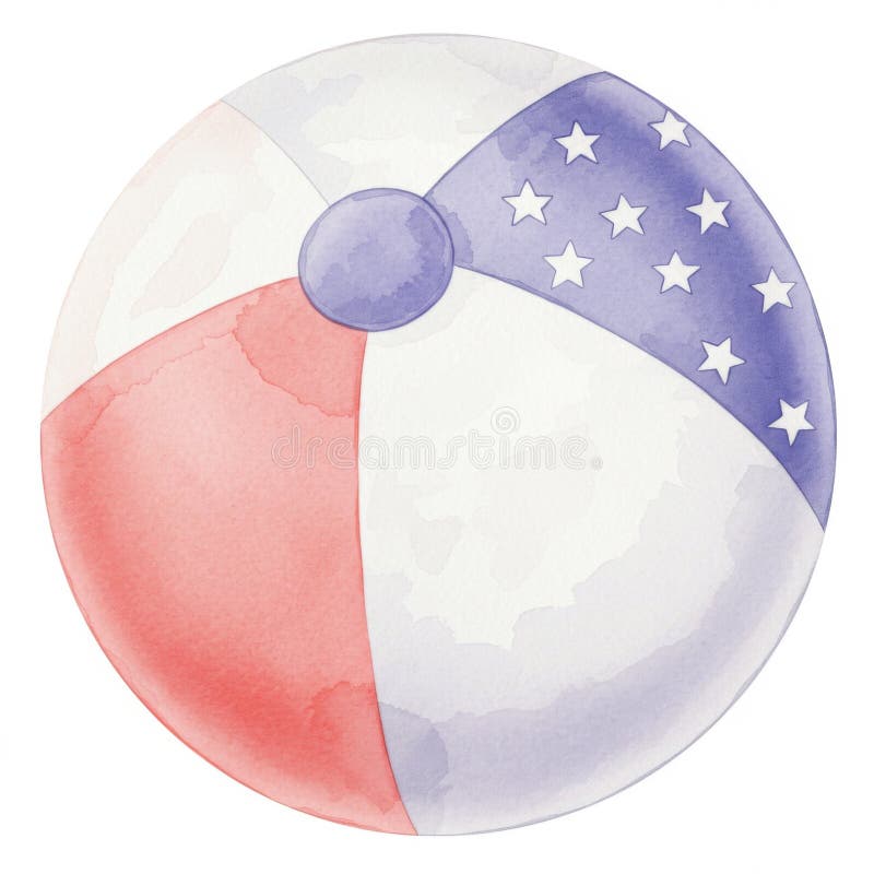 Patriotic Beach Ball Watercolor Illustration Stock Illustration ...