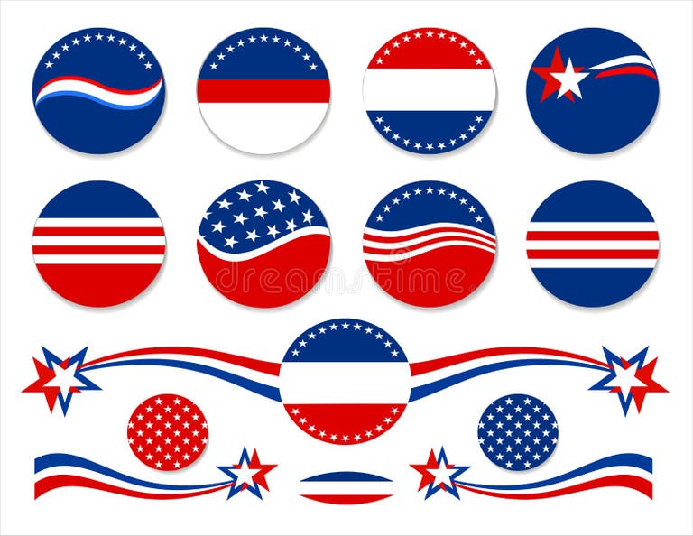 Patriotic Buttons - USA stock vector. Illustration of fourth - 3990225