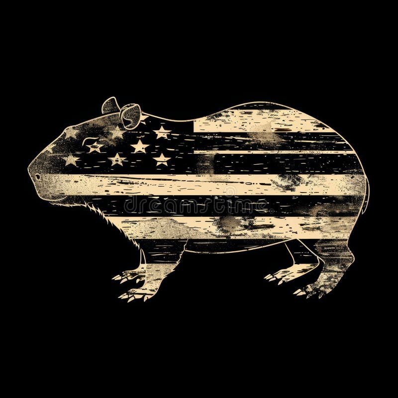 Patriotic Capybara Graphic Design Generative AI Stock Illustration ...