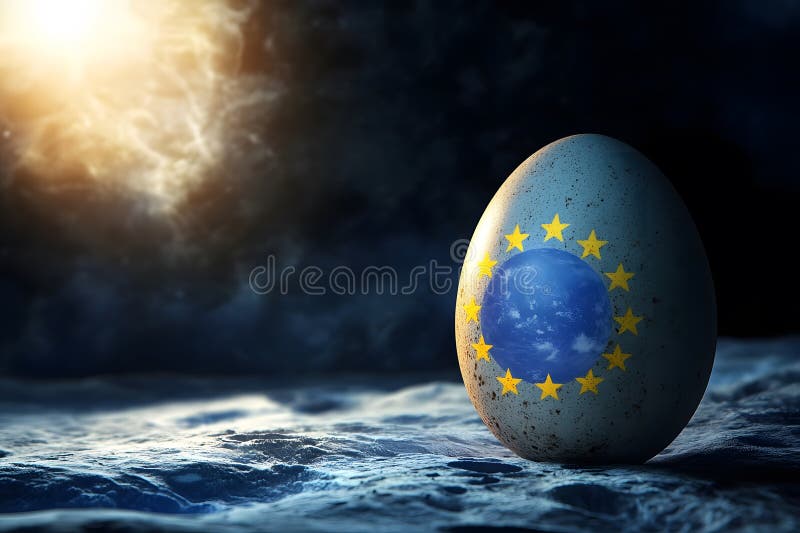 Patriotic Chicken Egg with the European Union Flag in Space. AI Stock ...