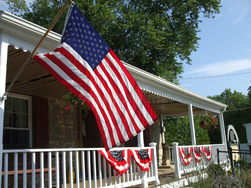 Patriotic Country Home stock image. Image of white, house - 5880139