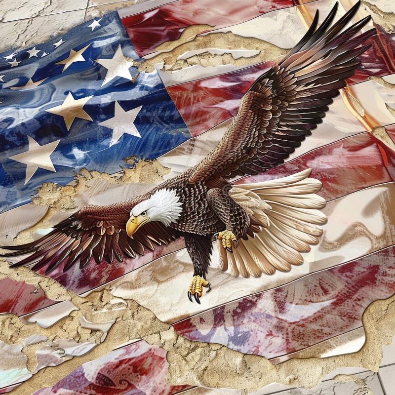 31 Patriotic 3D Cartoon Bald Eagle Soaring Over an American Flag Stock ...