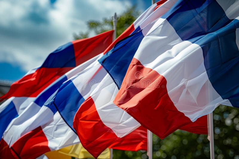 Patriotic Display Row of French Flags Aligned in an Impressive Array ...