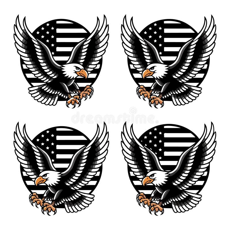 Patriotic Eagle Vector Set American Flag Bald Eagle Illustrations Stock ...