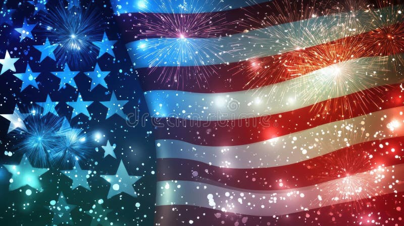 Patriotic Fireworks Display, a Celebration of American Spirit Stock ...