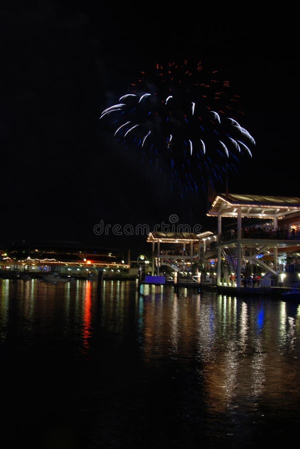 Patriotic Fireworks Over The Water In Miami Picture. Image: 2722984