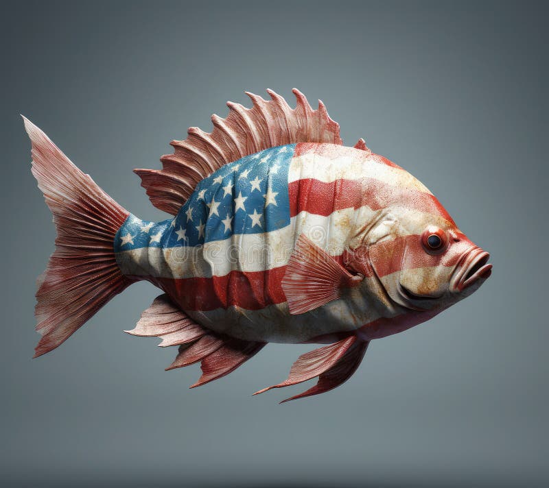A Patriotic Fish with American Flag on it, Created by Generative AI ...