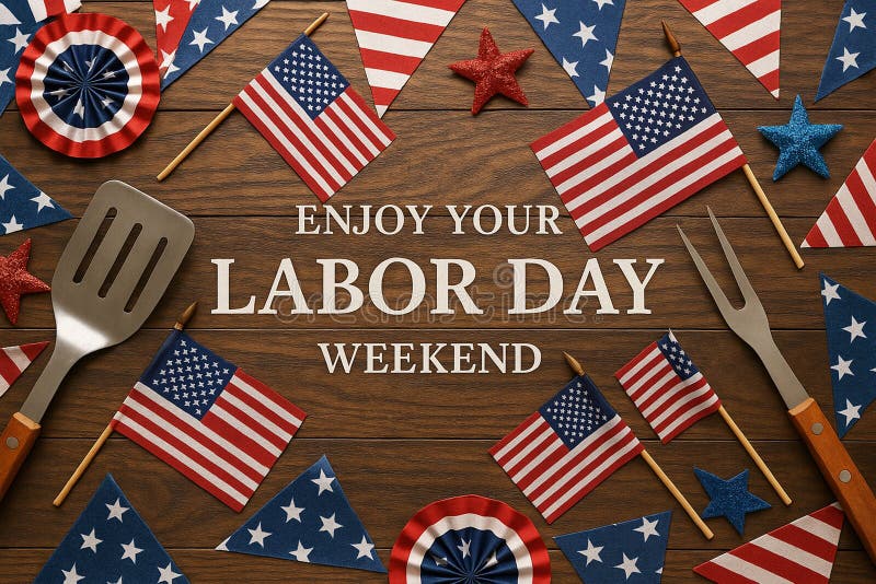 Patriotic Flat Lay with Bbq Tools and Flags Labor Day Weekend ...