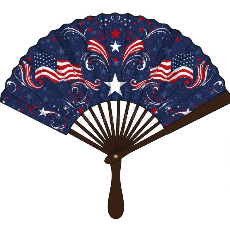 Patriotic Hand Fan with Stars and Stripes Design Stock Illustration ...