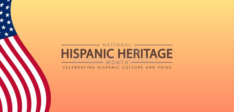 Patriotic Hispanic Heritage Design with Waving USA Flag Element Stock ...