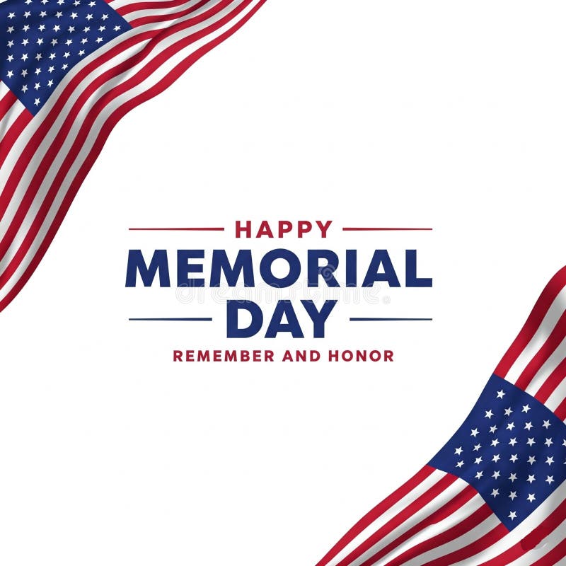 Happy Memorial Day with Balanced Flag Display Stock Illustration ...