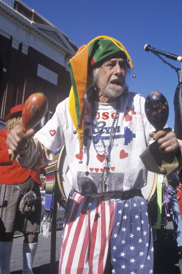 Patriotic Jester Marching in the Doo Dah Parade, Pasadena, California ...