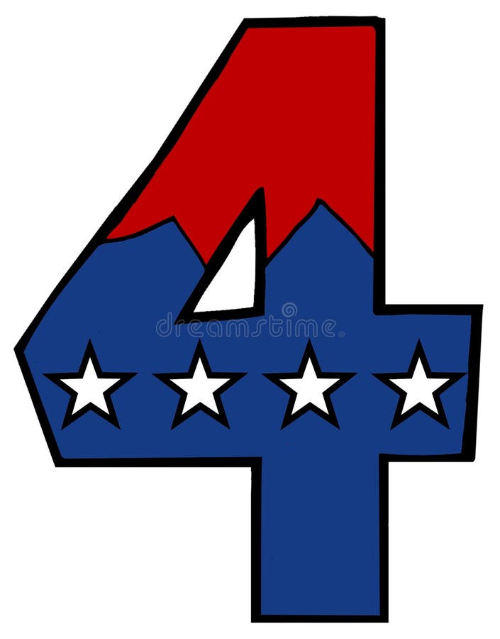 Patriotic Number 4 in Red White and Blue Stock Vector - Illustration of ...