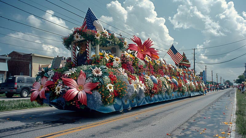A Patriotic Parade Float Wide Shot Stock Photo - Image of angle, visual ...