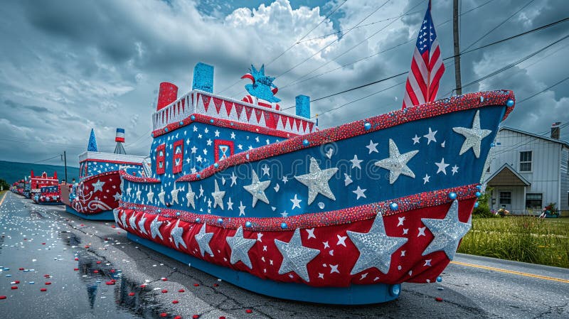 A Patriotic Parade Float Wide Shot Stock Photo - Image of shot, social ...