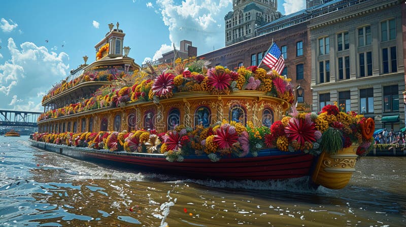 A Patriotic Parade Float Wide Shot Stock Image - Image of float ...