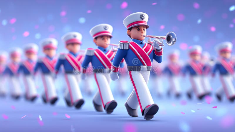 Patriotic Parade with Marching Band and Flags Stock Image - Image of ...