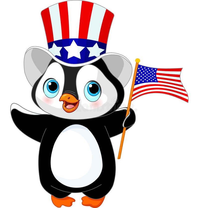Patriotic penguin stock vector. Illustration of drawing - 41746228