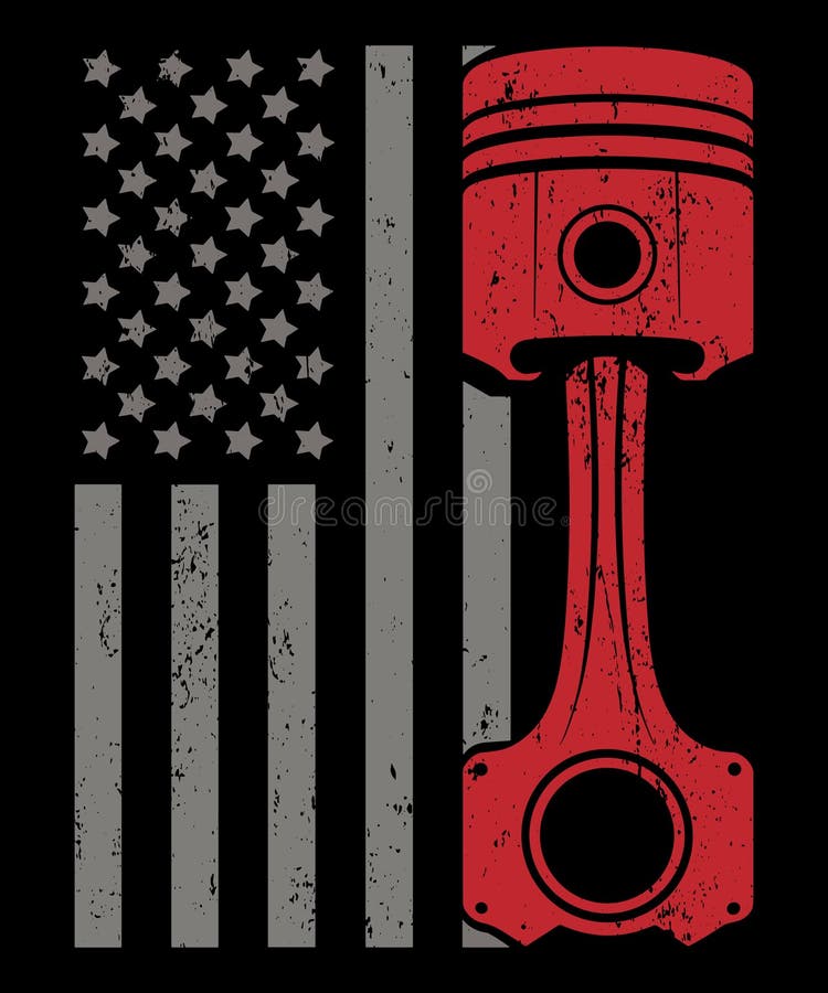 Patriotic Piston Flag T-Shirt Stock Vector - Illustration of font ...