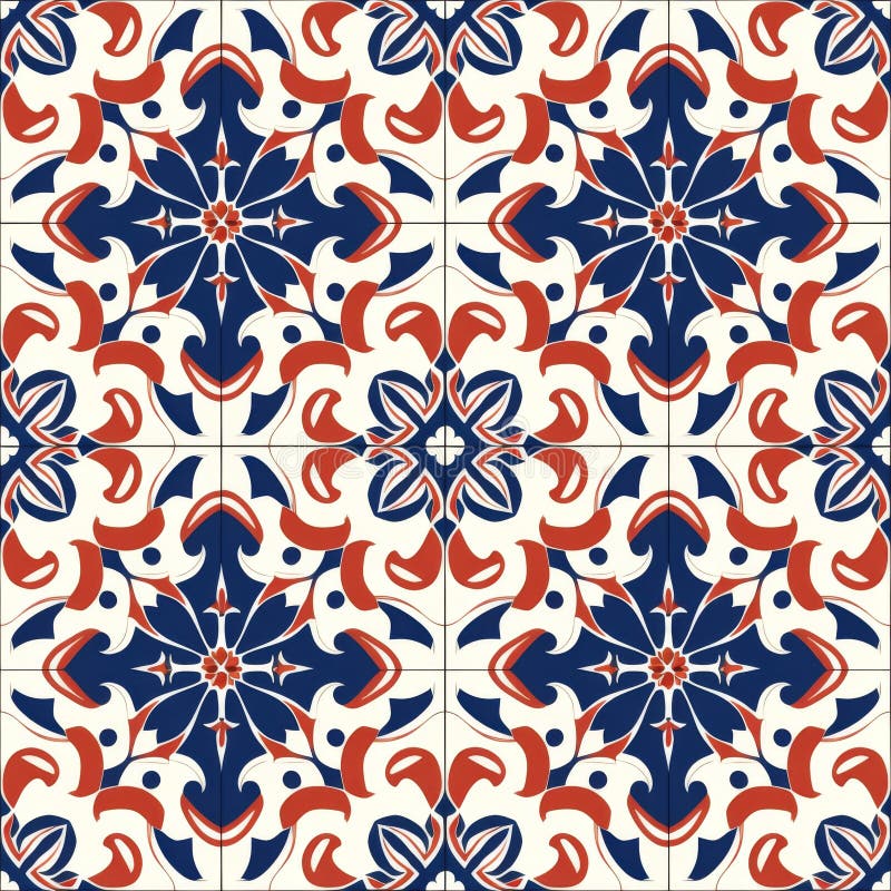 Patriotic Red, White, and Blue Ornamental Tile Pattern Stock Image ...