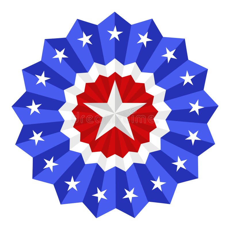 Patriotic Rosette Emblem with Stars and Central White Star Design Stock ...