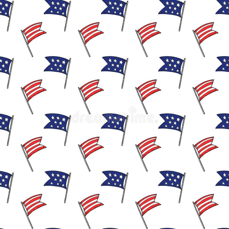 Patriotic Seamless Pattern with USA Flags. Vector Illustration Stock ...