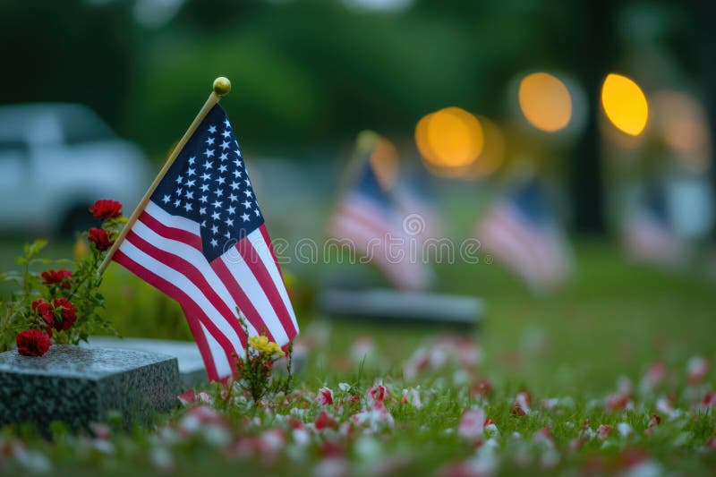A Patriotic Symbol on a Solemn Resting Place Stock Photo - Image of ...