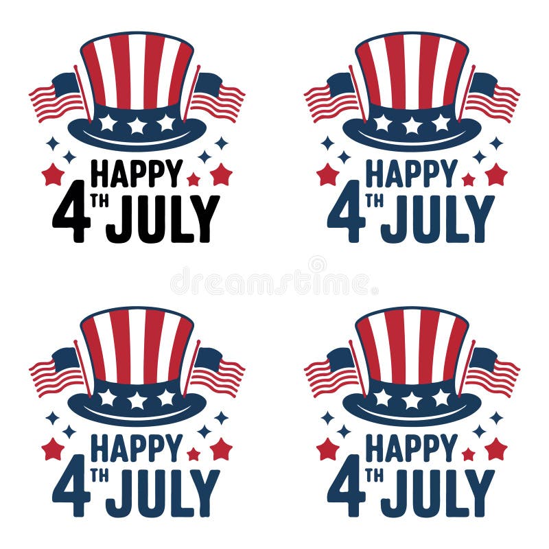 Patriotic 4th of July Hat Designs with American Flags and Stars Stock ...