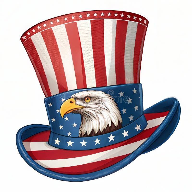 Patriotic Top Hat with American Eagle Emblem in Vintage Style Stock ...