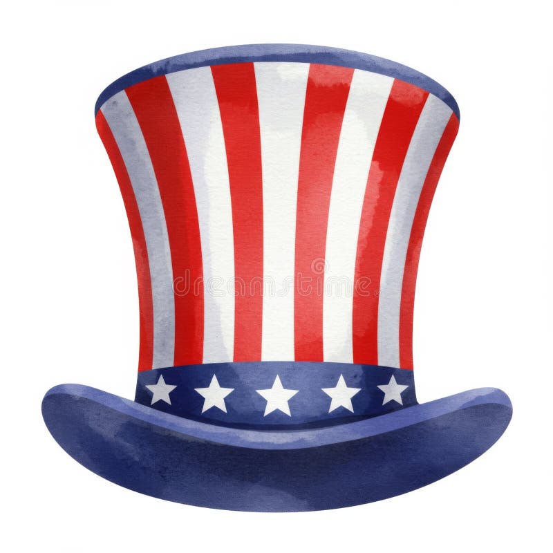 Patriotic Watercolor Top Hat Illustration Stock Illustration ...