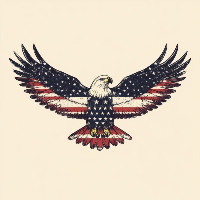 Patriotism Bald Eagle Wings Spread American Flag Colors Stock ...