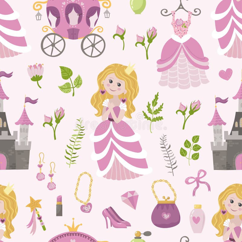 Patrona Sin Igual Con Hermosa Princesa, Castillo Ilustración del Vector ...