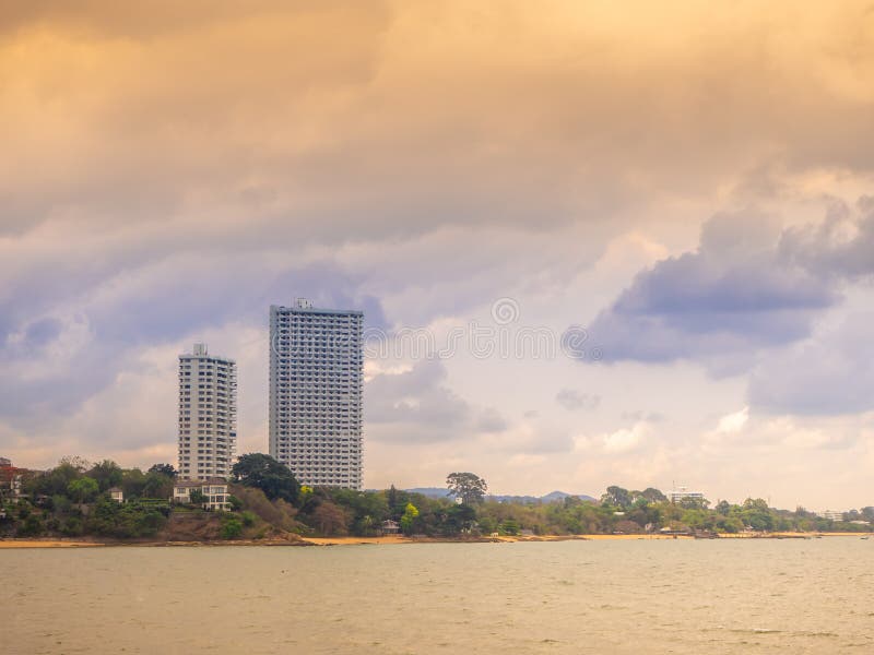 Pattaya Beach High Building and Beautiful Blue Sea Stock Image - Image ...