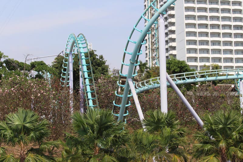 Pattaya Park Roller Coaster Rails Thailand Stock Photo - Image of ...