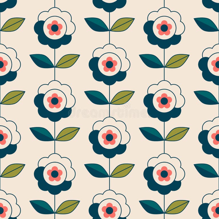 Seamless Pattern Retro Flowers Stock Illustrations – 233,247 Seamless ...