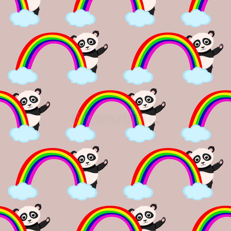Panda with rainbow stock vector. Illustration of childhood - 59369708