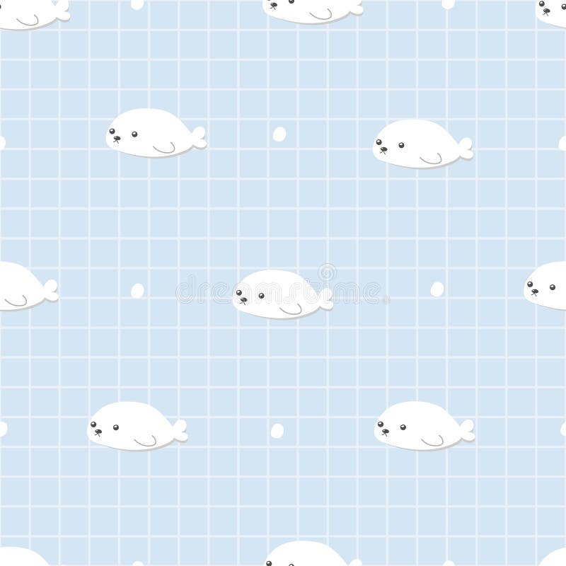 Cute Baby Seal Doodle Cartoon Pattern Stock Vector - Illustration of ...