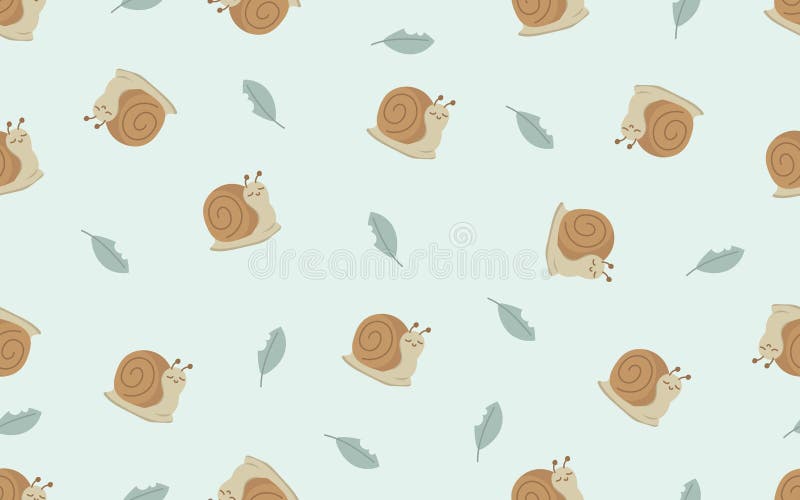 Nature Leaves and Snail Banner Pattern Stock Vector - Illustration of ...