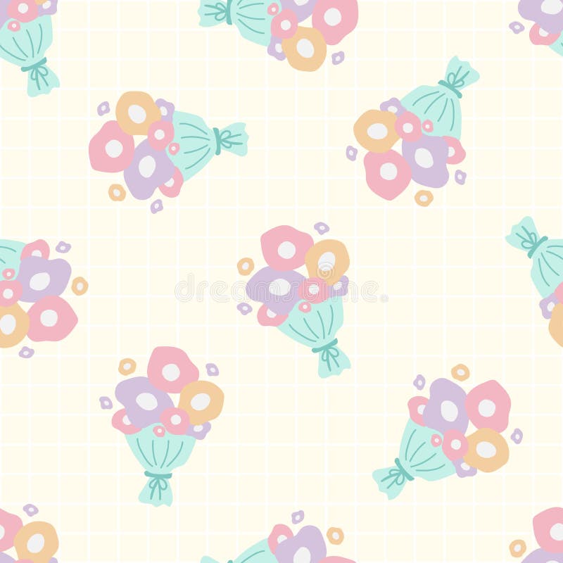 Rainbow Pastel Bouquet Flower Doodle Cartoon Pattern Stock Vector ...