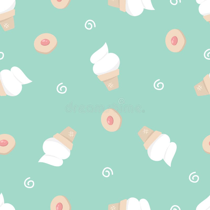 Soft Cream and Cookie Cute Doodle Sweets Pattern Stock Vector ...